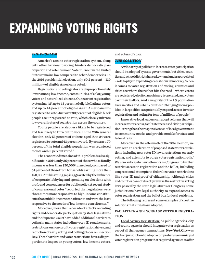 Expanding Voting Rights - Local Progress