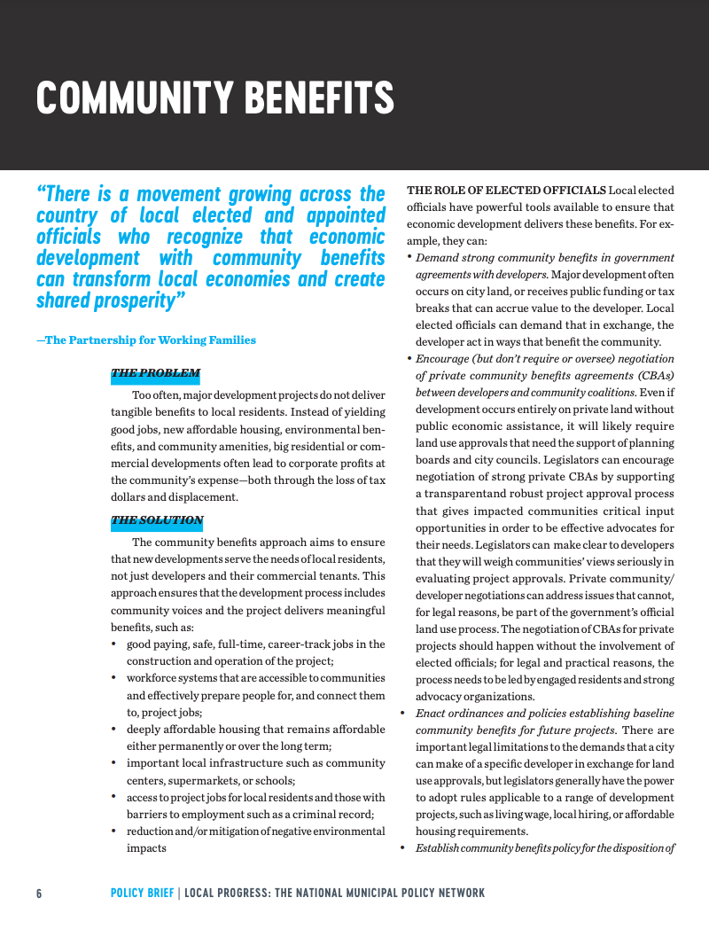 Community Benefits - Local Progress