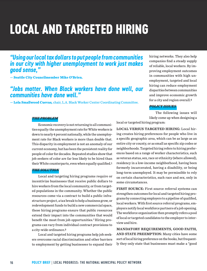 Local and Targeted Hiring - Local Progress