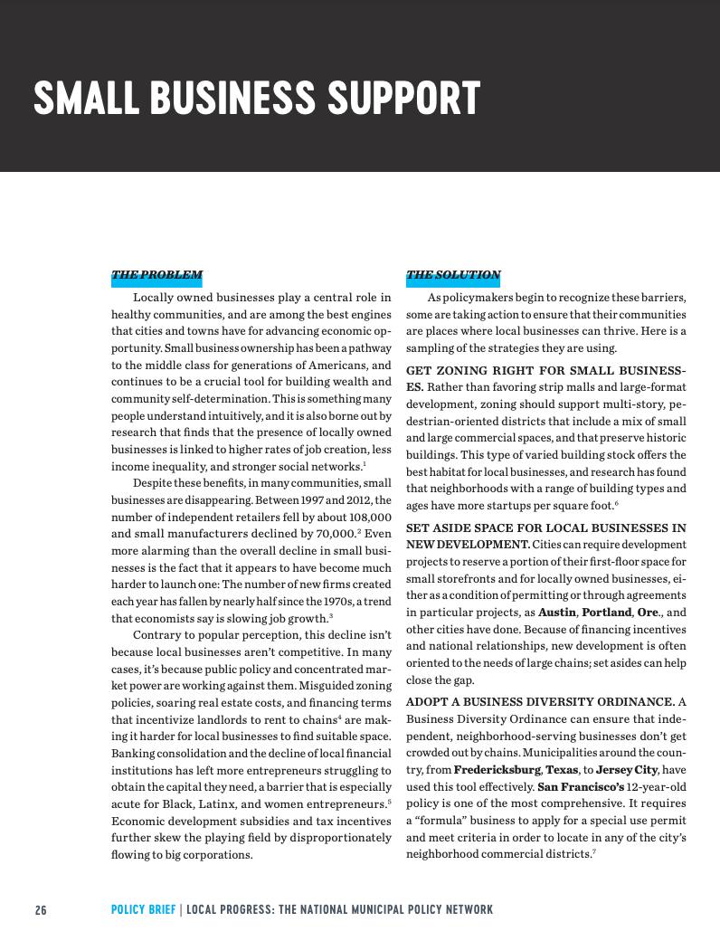 Small Business Support - Local Progress