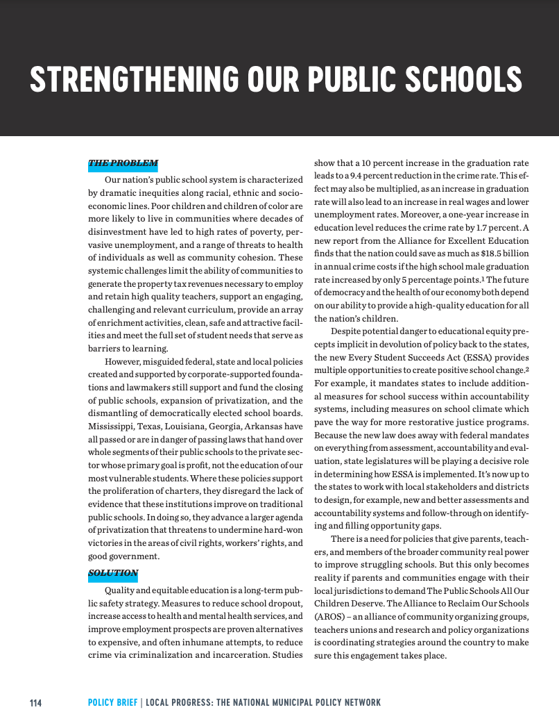 Strengthening Our Public Schools - Local Progress